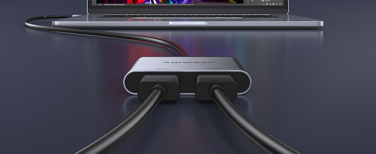 USB C to Dual HDMI Adapter 4K@60Hz, HDMI Splitter for Dual Monitors Ex ...