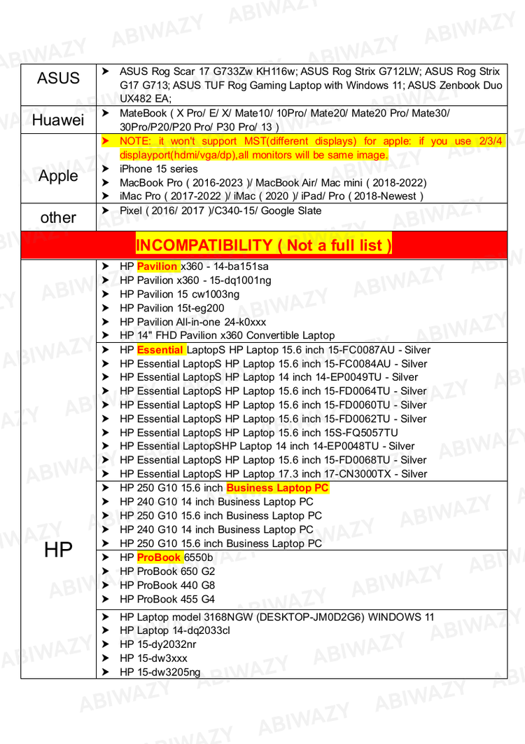 Product compatibility graphic version – ABIWAZY